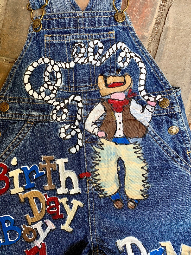 Hand-painted Denim Overalls, Gone Fishing Birthday Outfit - Etsy