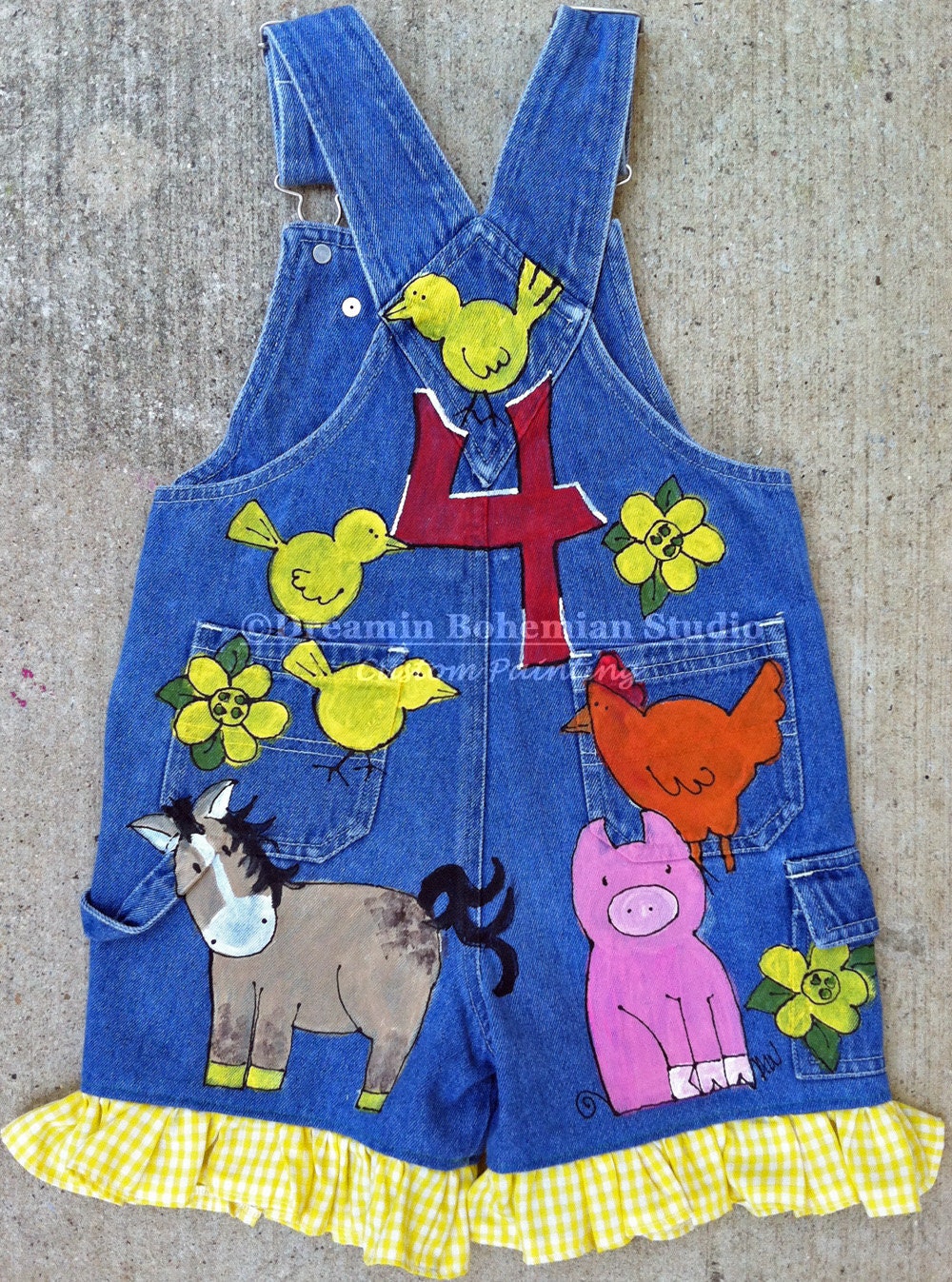 Custom Painted Toddler Overalls, Farm Animal Birthday Outfit - Etsy
