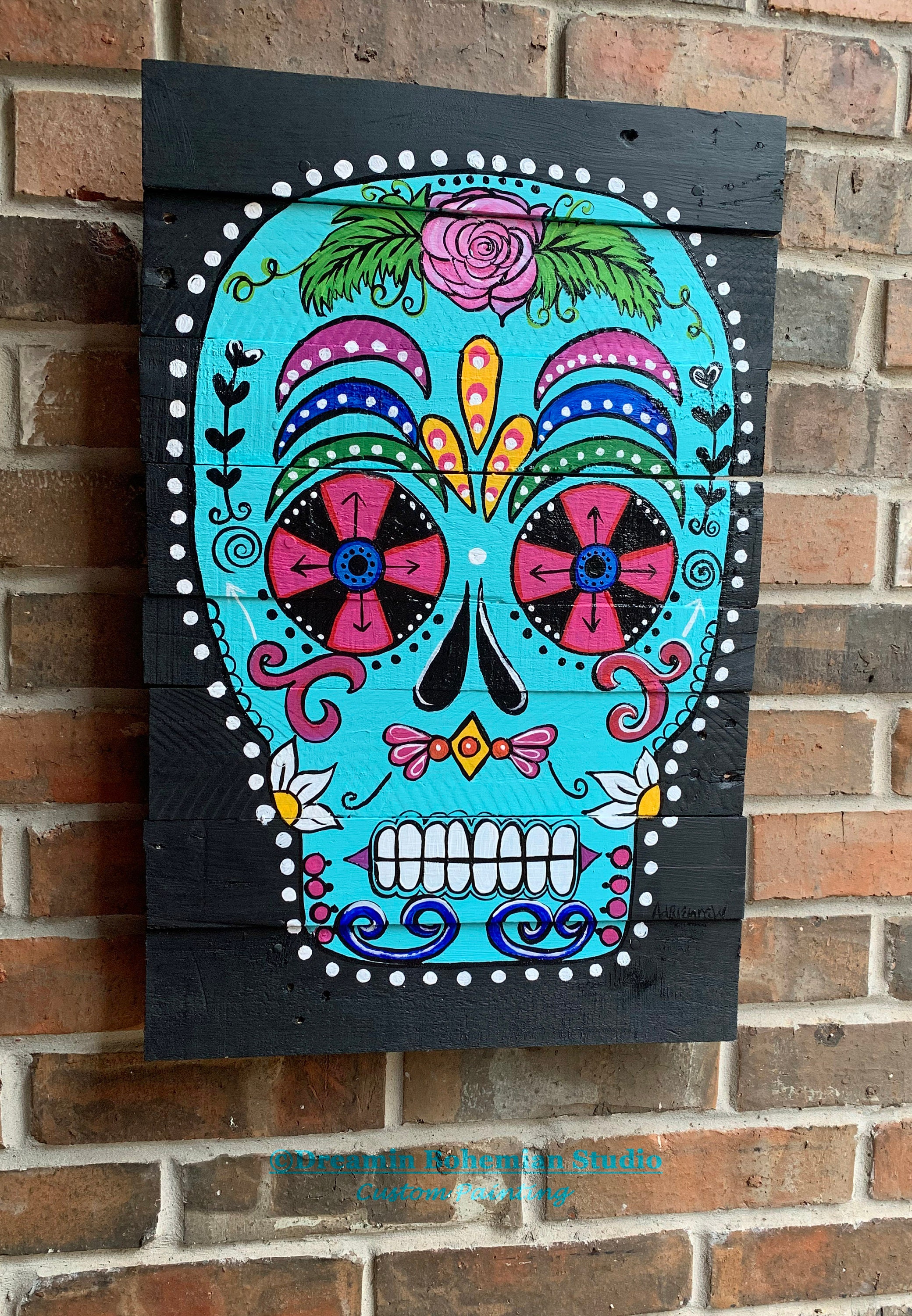 Day of the Dead Sugar Skull Sign, Hand-painted Mexican Folk Art ...