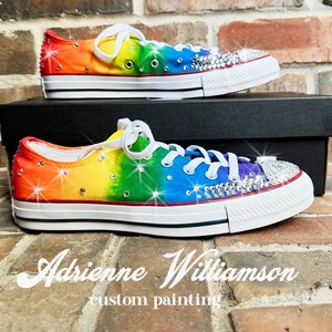 Custom Pride Rainbow Converse With Bling - Unique Hand-painted Low Top ...