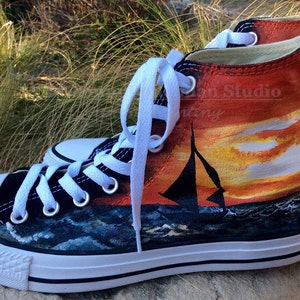 Custom Sunset Sailboat Converse for Weddings and Vacations - Etsy