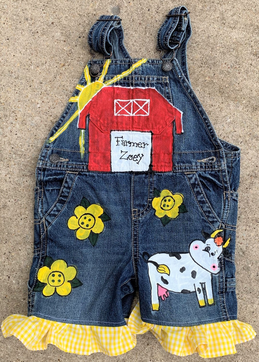 Custom Painted Toddler Overalls, Farm Animal Birthday Outfit - Etsy