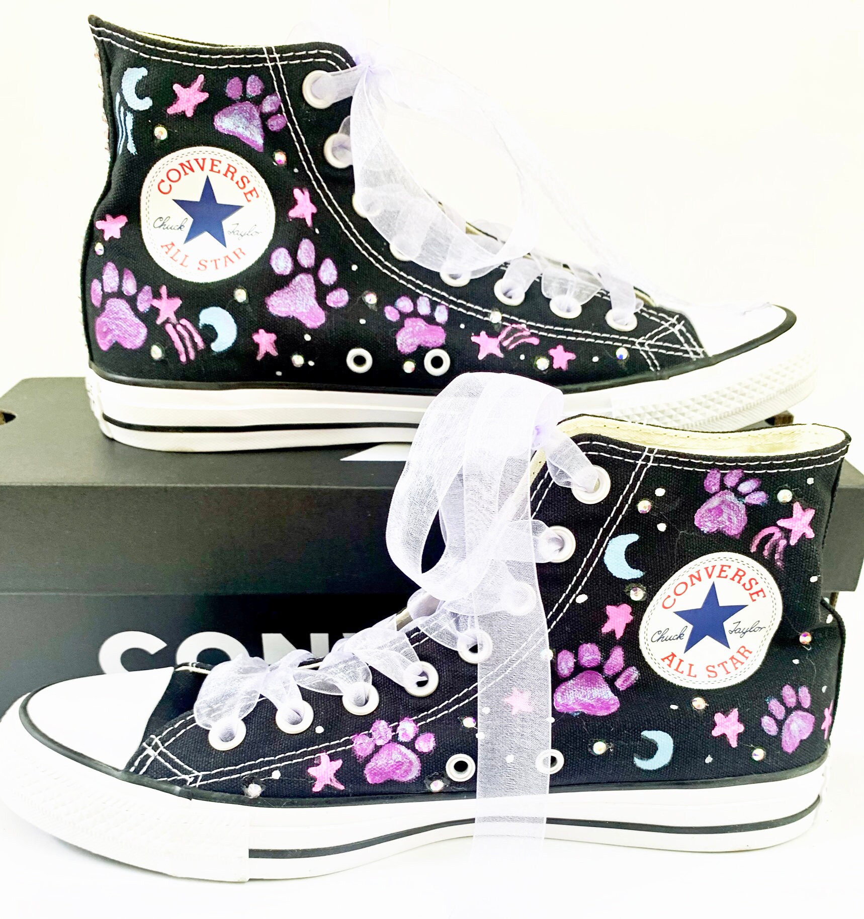 Custom Painted Converse High Tops, Dog Groomer Gift, Paw Prints - Etsy