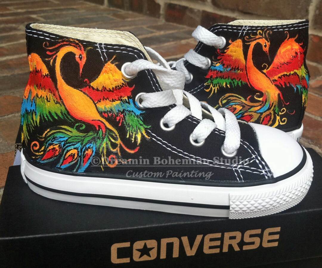 Custom Hand-painted Phoenix Converse Shoes for Toddler Kids - Vibrant ...