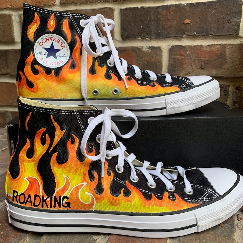 Custom Fire Sneakers - Etsy