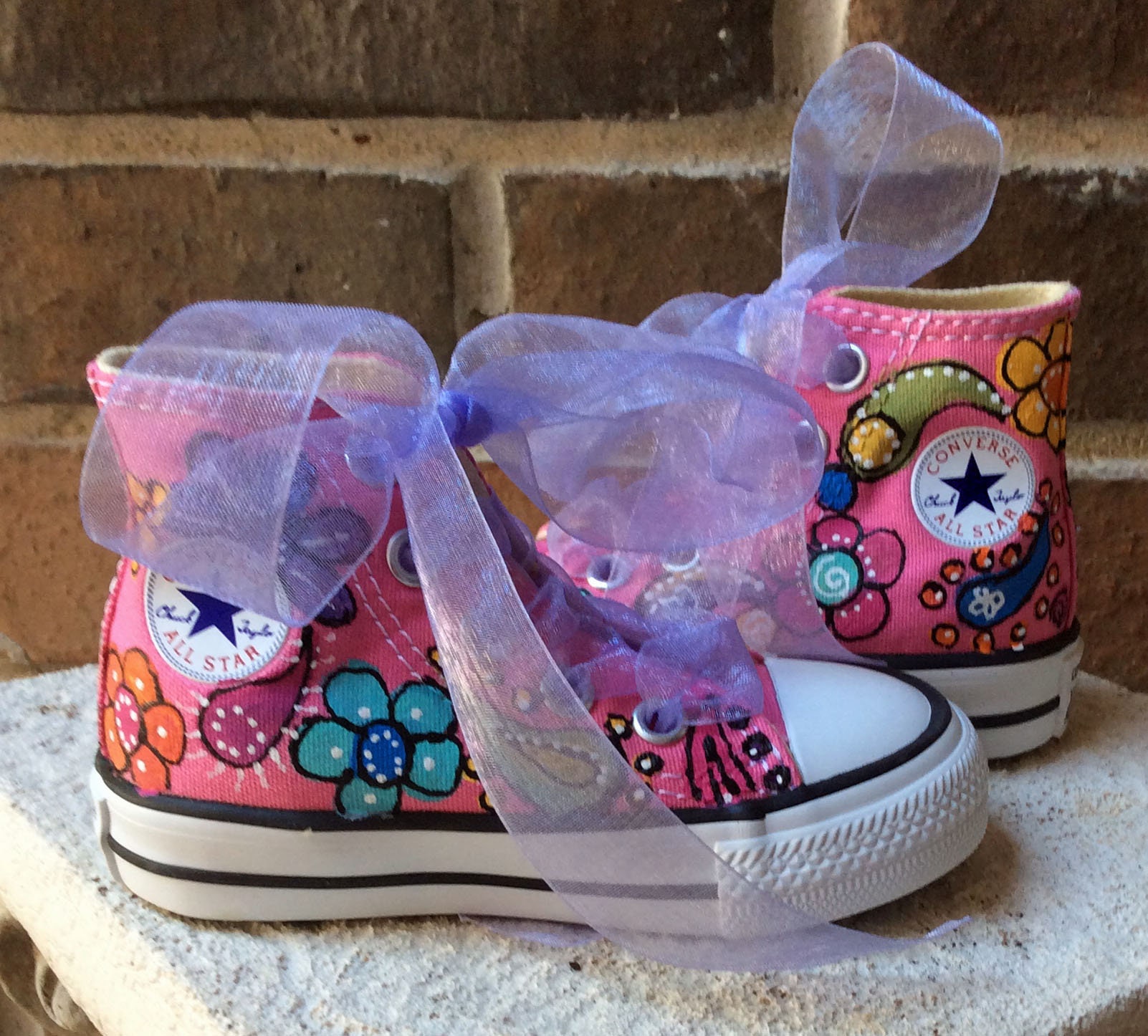 Personalized Youth Converse Shoes With Ribbon Laces Bohemian Butterfly ...