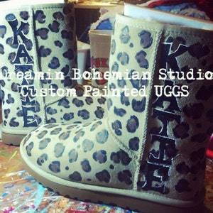 Painted Leopard Print Ugg Boots, Personalized Name - Etsy
