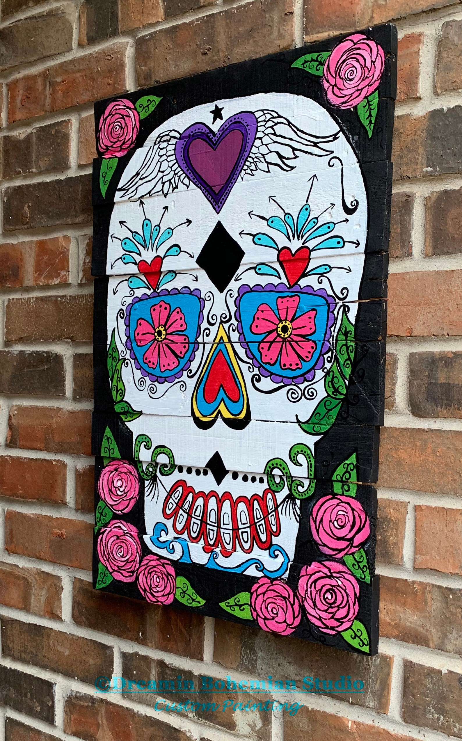 Day of the Dead Sugar Skull Sign, Hand-painted Mexican Folk Art ...