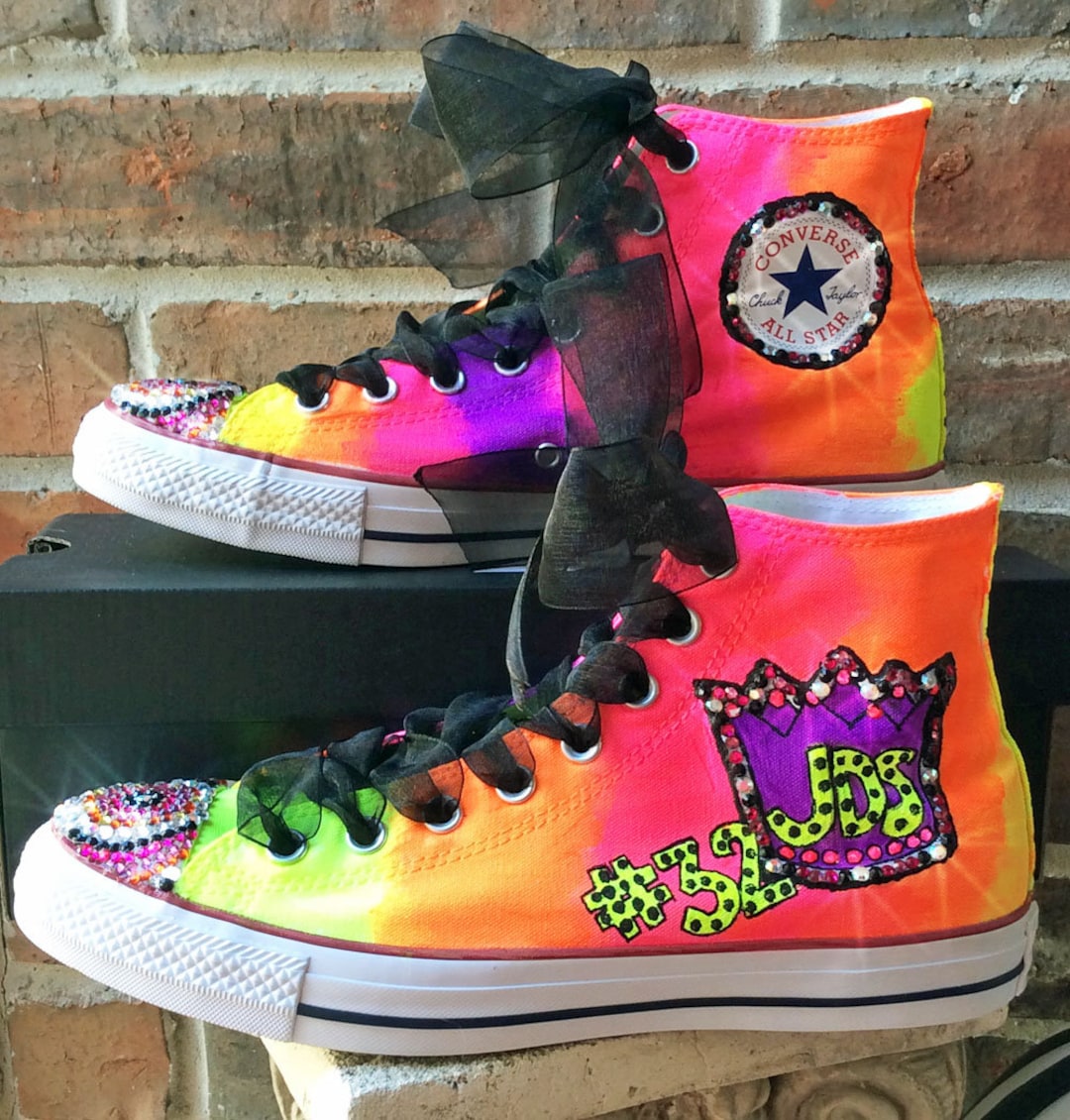 Painted Shoes, Glow in the Dark Hi Top Converse, Neon Colors Sweet ...