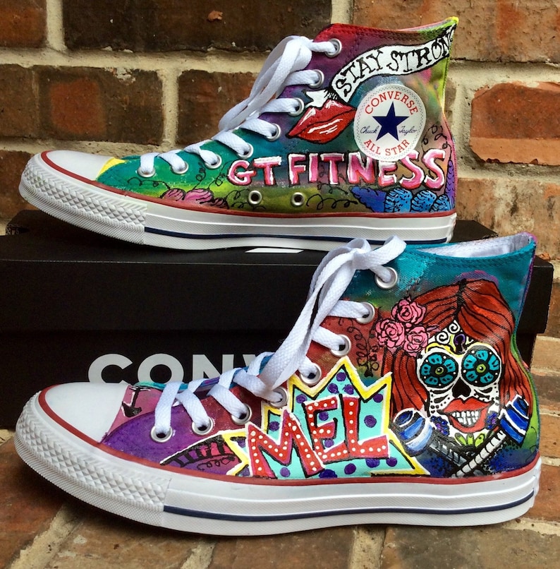Custom Sneakers Painted Graffiti Skulls Converse High Tops for | Etsy