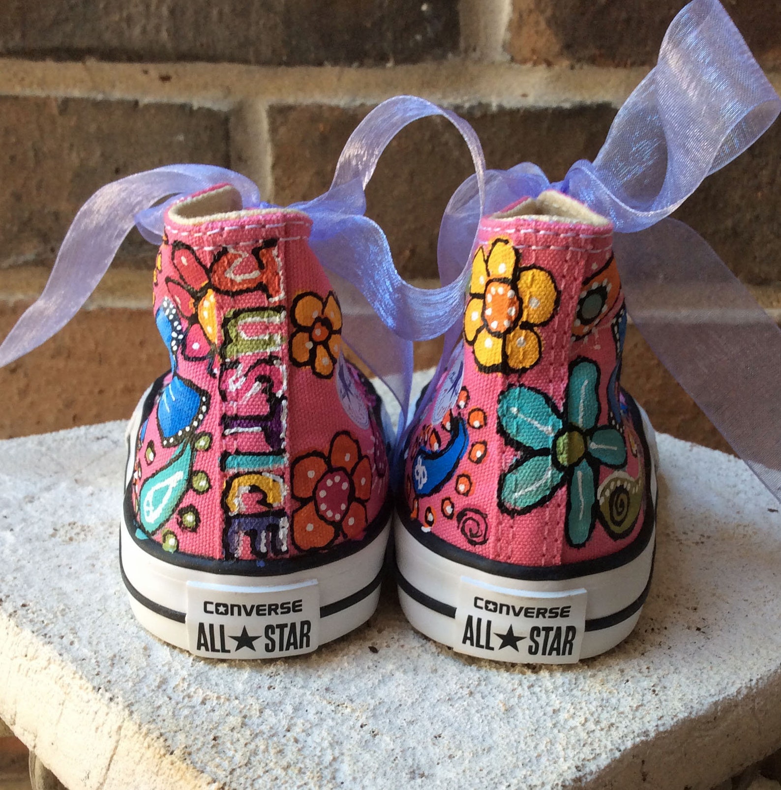 Personalized Youth Converse Shoes With Ribbon Laces Bohemian Butterfly ...