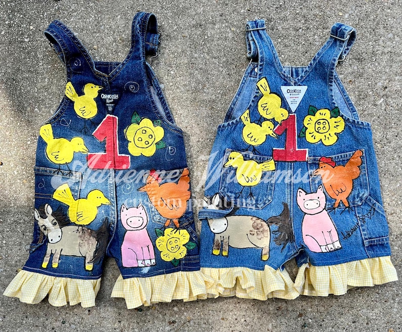 Custom Painted Toddler Overalls, Farm Animal Birthday Outfit - Etsy