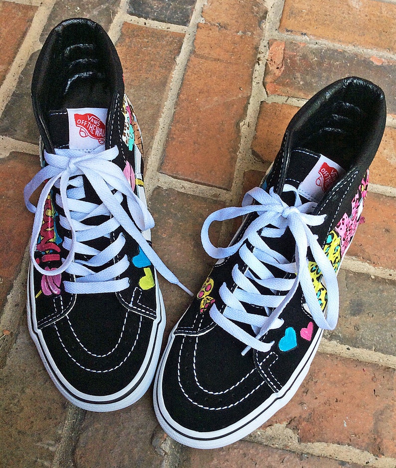 Custom Vans Sk8 Hi Custom Painted Skater Shoes Pop Art | Etsy