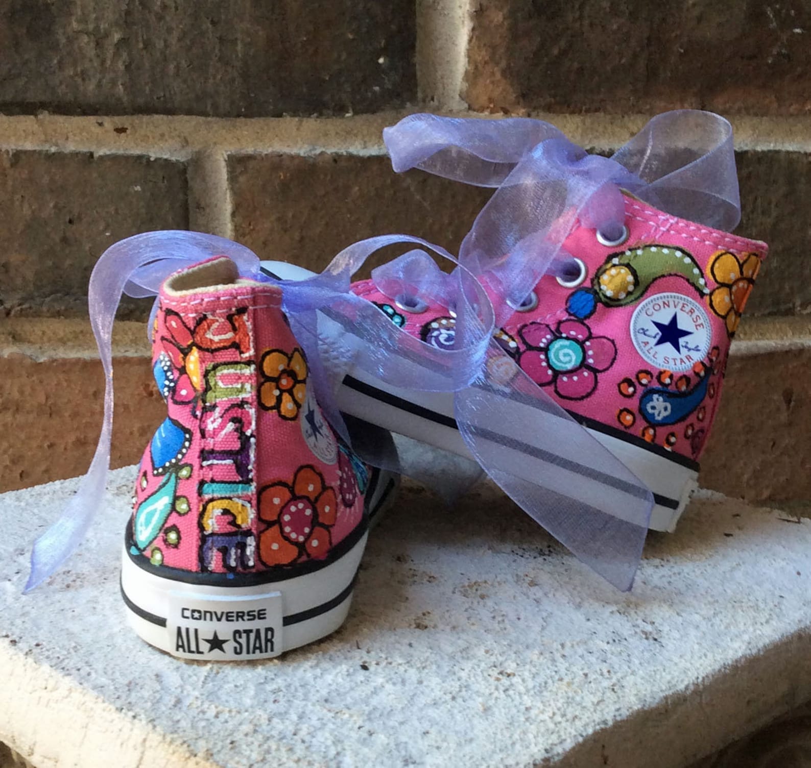 Personalized Youth Converse Shoes With Ribbon Laces Bohemian Butterfly ...