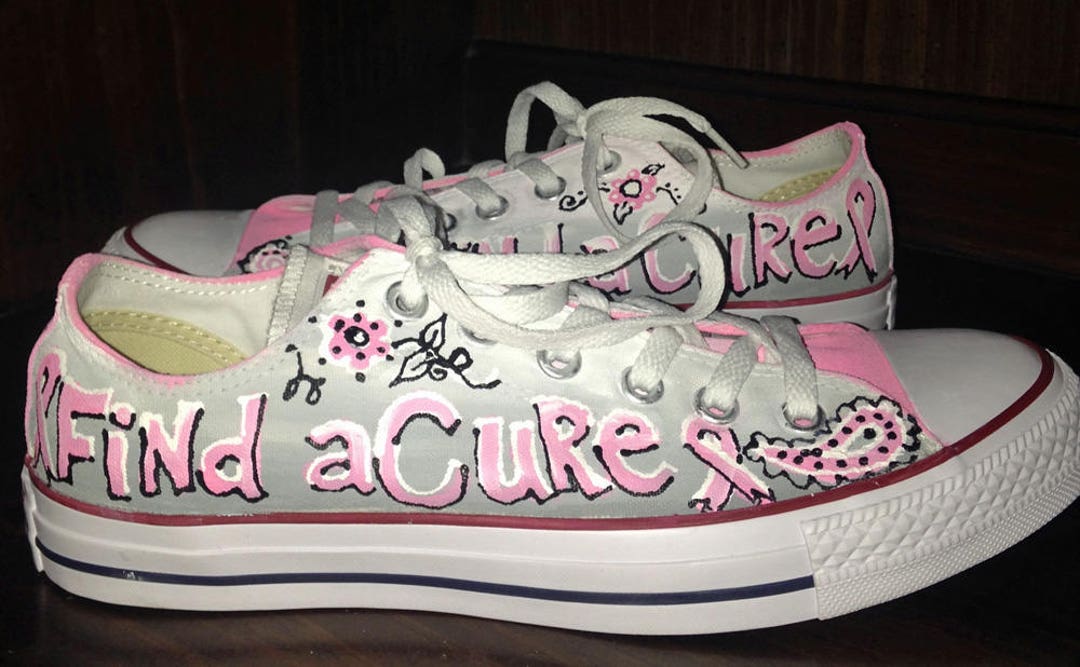 Custom Handpainted Breast Cancer Awareness Ombre Converse Shoes, Pink ...