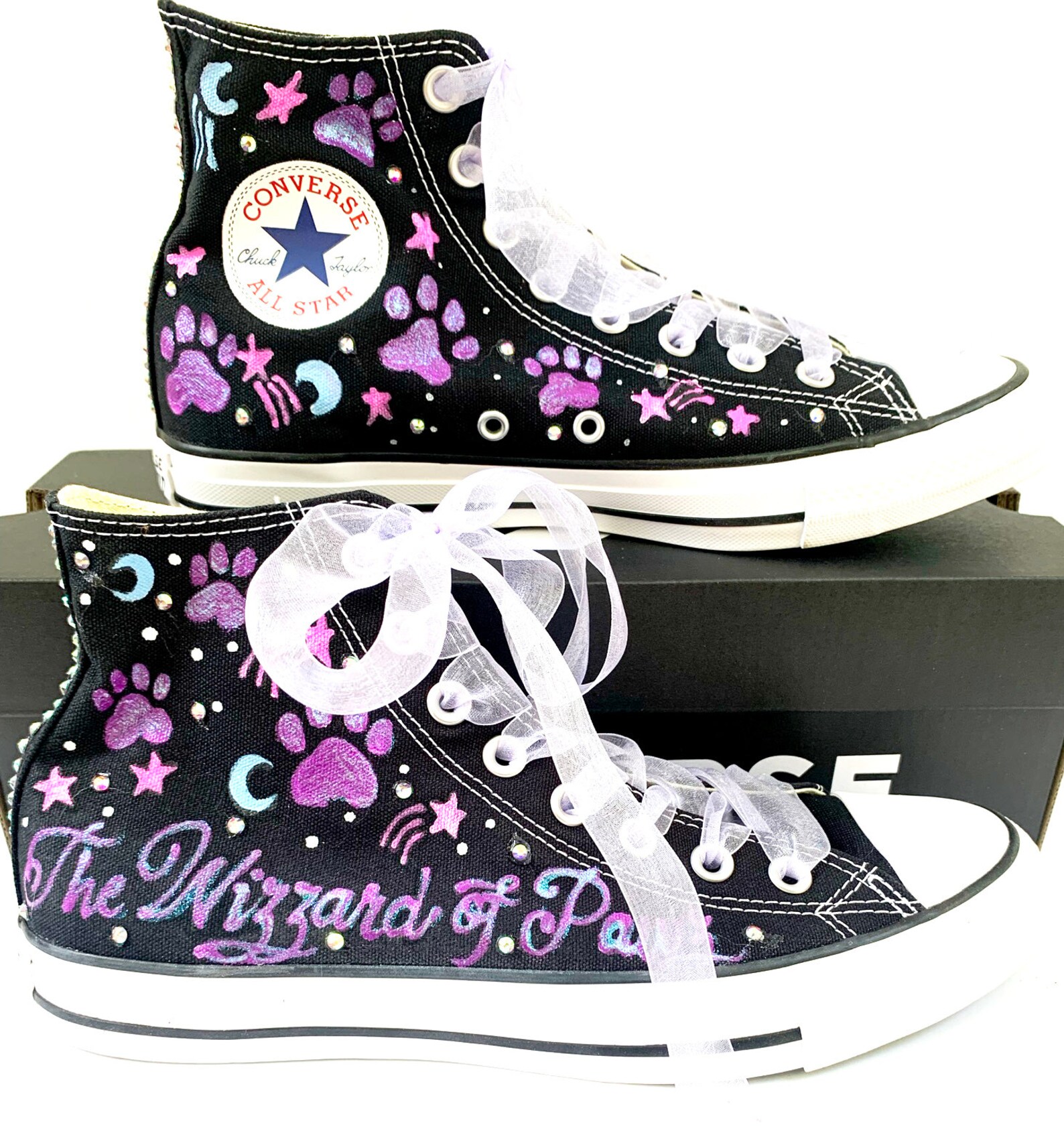 Custom Painted Converse High Tops, Dog Groomer Gift, Paw Prints - Etsy
