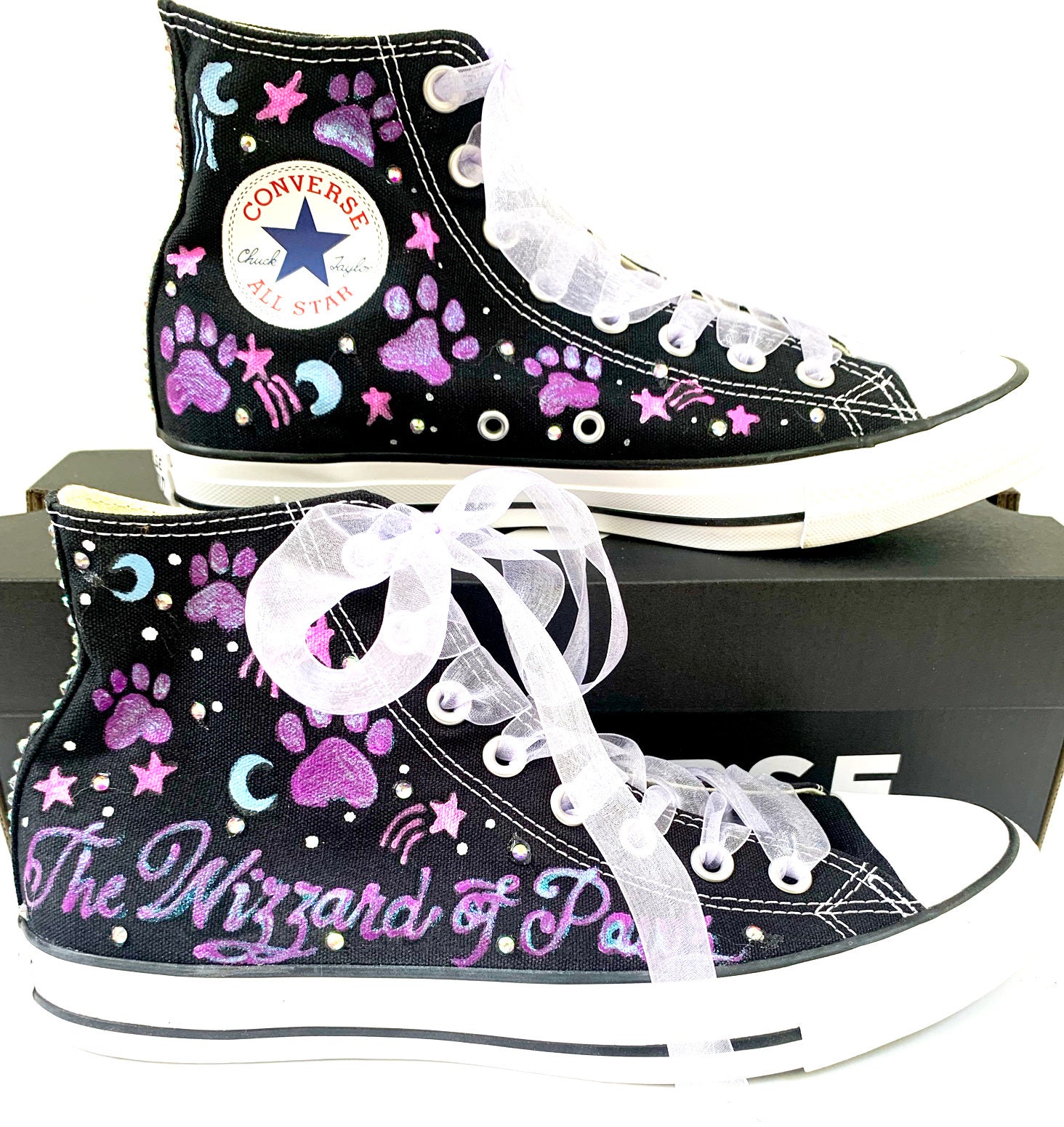 Custom Painted Converse High Tops, Dog Groomer Gift, Paw Prints - Etsy