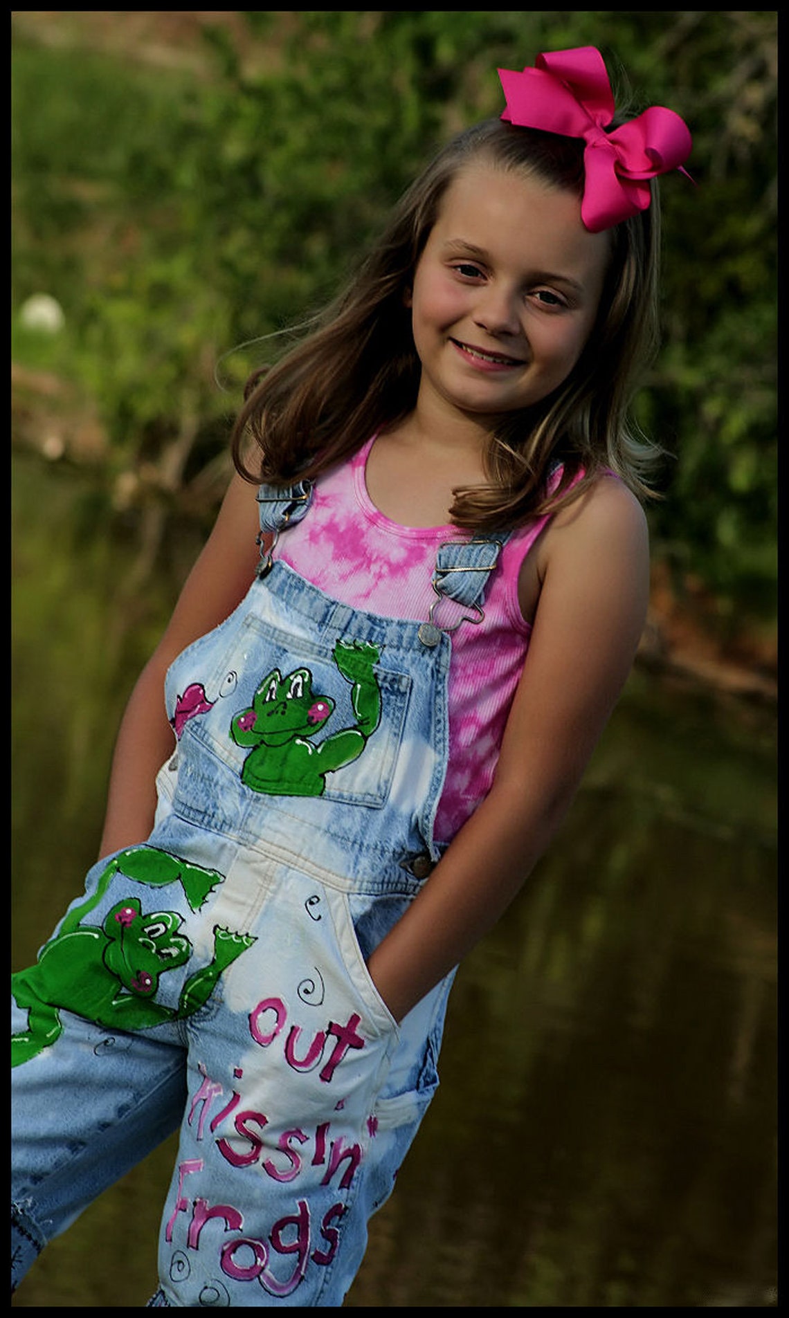 Unique Overalls Frog Shorts Hand Painted With Green Frogs and - Etsy