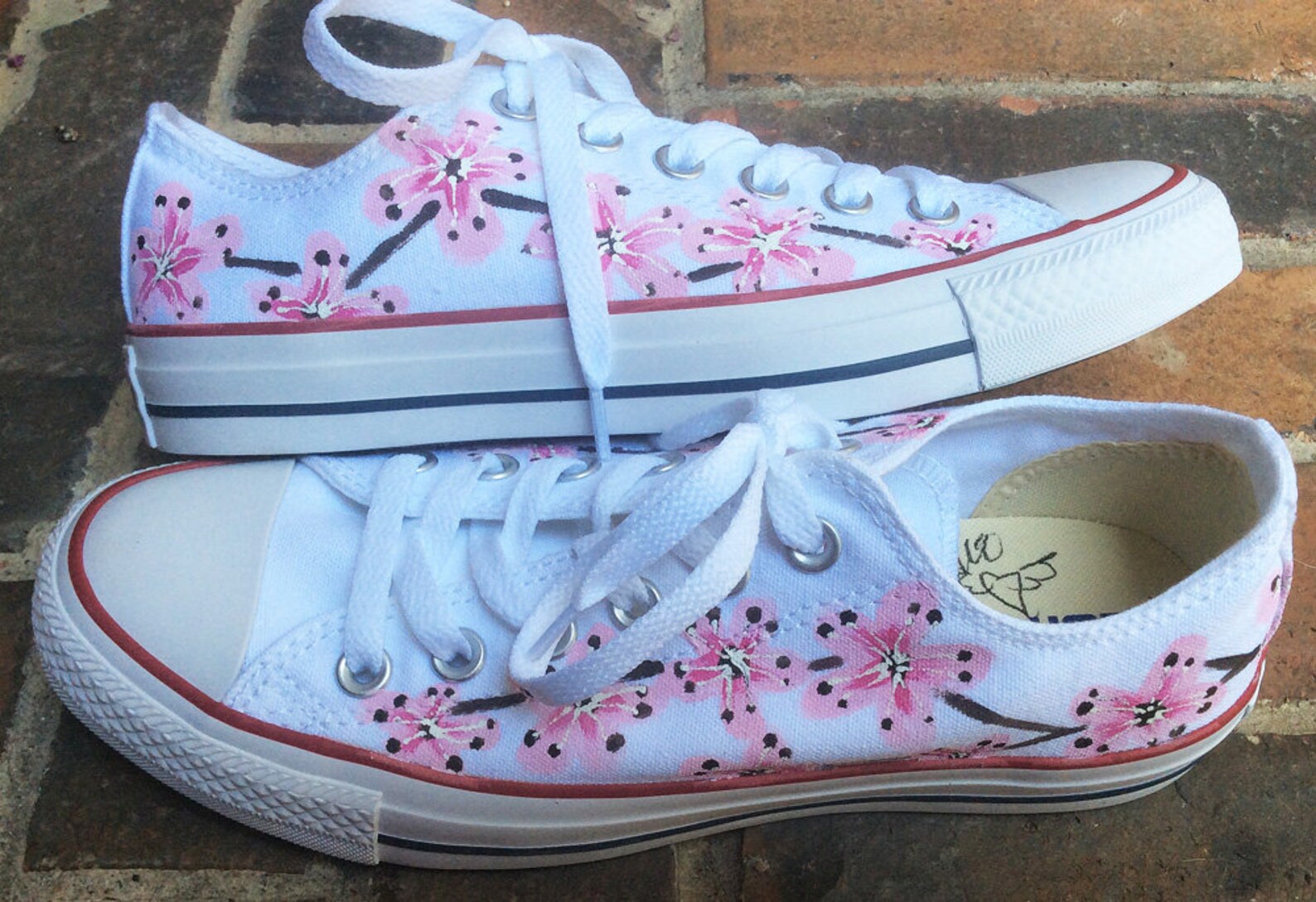 Converse Low Top Converse Handpainted Sneakers Cherry - Etsy