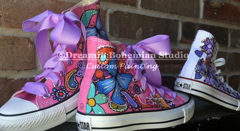 Custom Sneakers Toddler Size With Ribbon Laces Handpainted - Etsy
