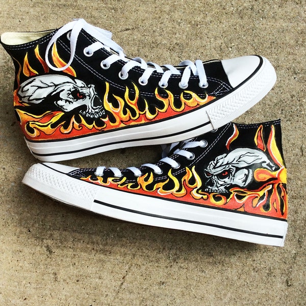 Custom Fire Sneakers - Etsy