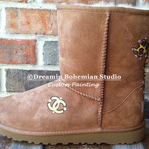 UGGS, Custom Painted Boots, Painted Zebra or Leopard Cross Crown Design ...