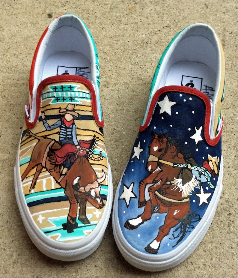 Custom VANS Hand Painted Western Rodeo Cowboy Shoes for Men | Etsy