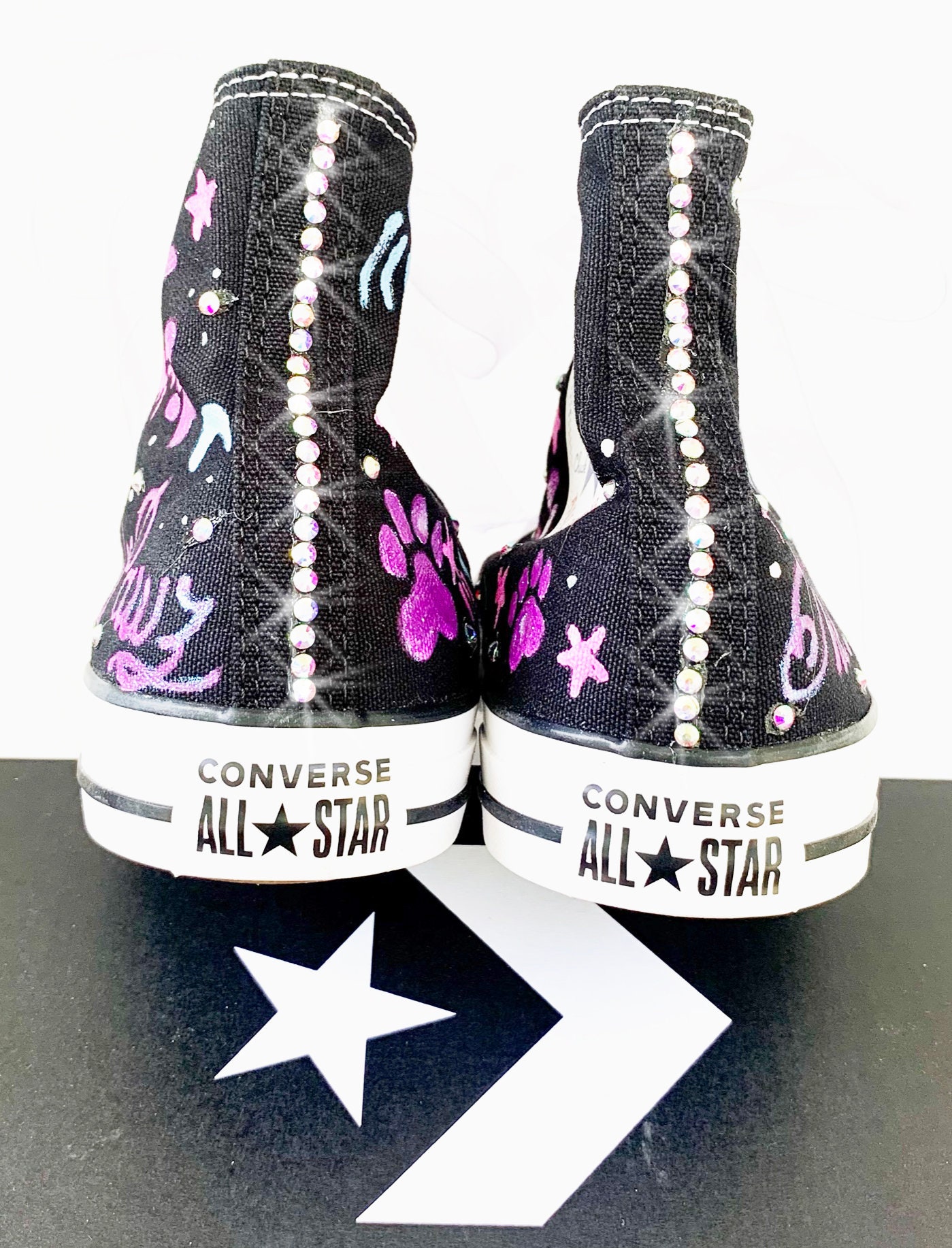 Custom Painted Converse High Tops, Dog Groomer Gift, Paw Prints - Etsy