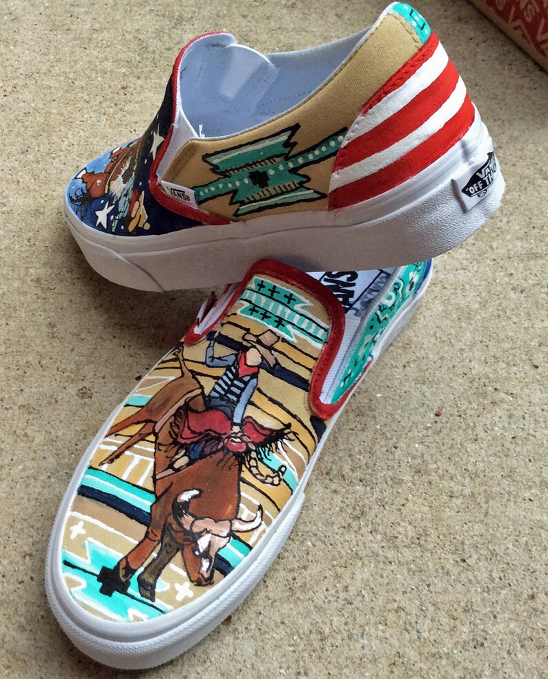 Custom VANS Hand Painted Western Rodeo Cowboy Shoes for Men - Etsy
