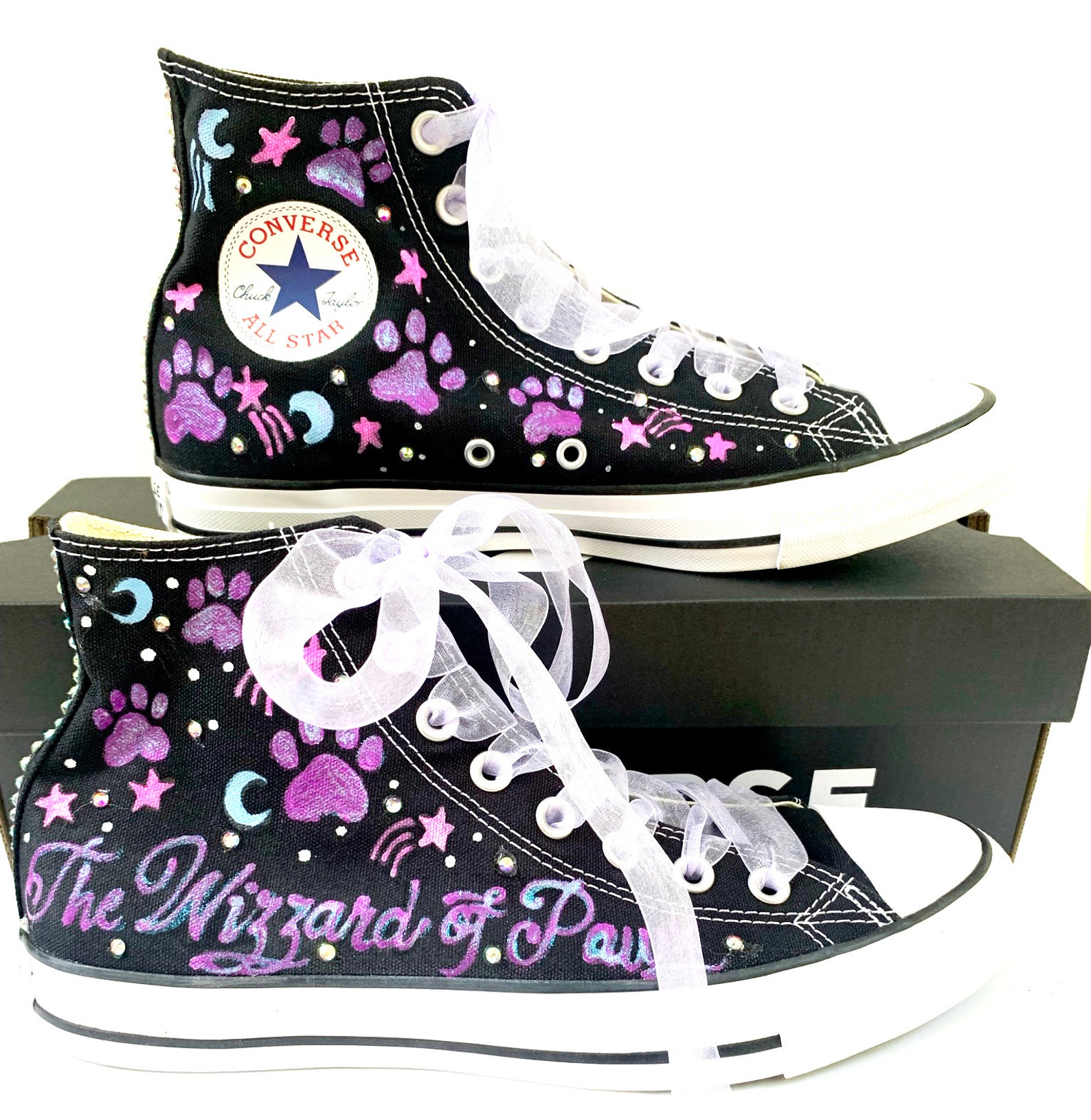 Custom Painted Converse High Tops, Dog Groomer Gift, Paw Prints - Etsy
