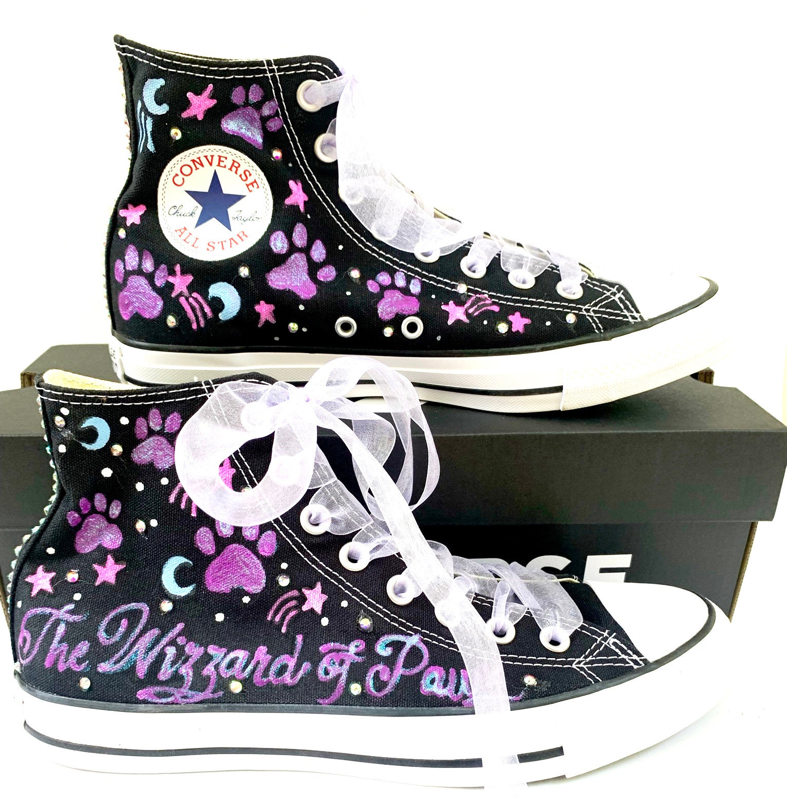Custom Painted Converse High Tops, Dog Groomer Gift, Paw Prints - Etsy