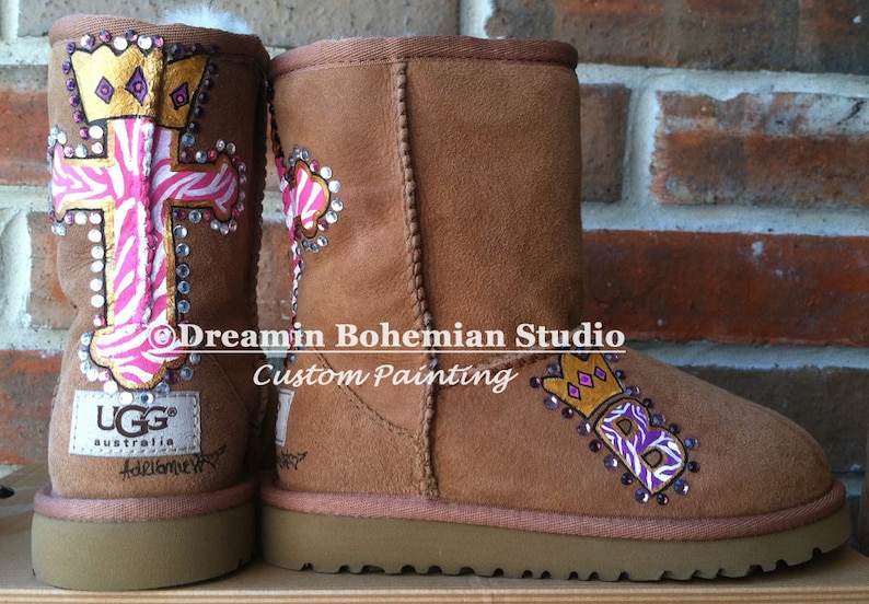 UGGS Custom Painted Boots Painted Zebra or Leopard Cross - Etsy
