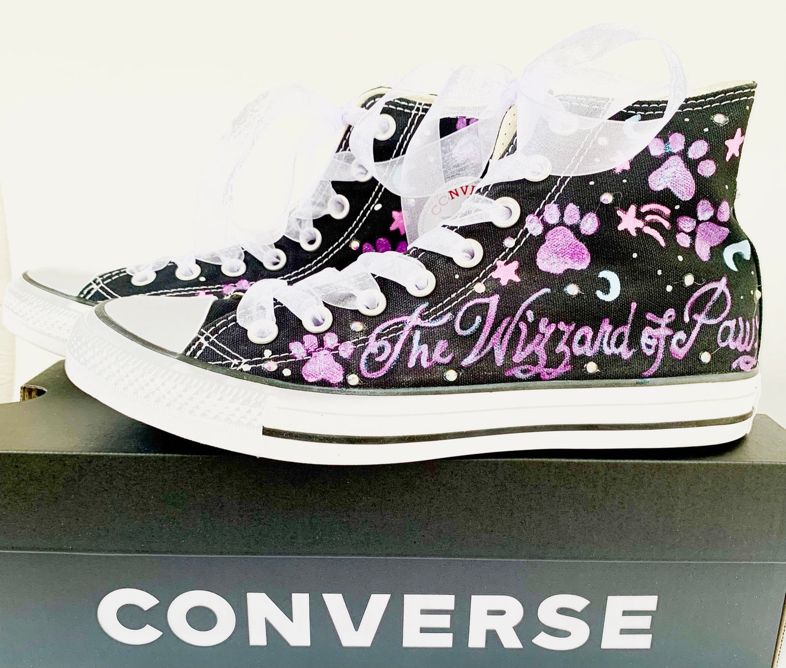 Custom Painted Converse High Tops, Dog Groomer Gift, Paw Prints - Etsy