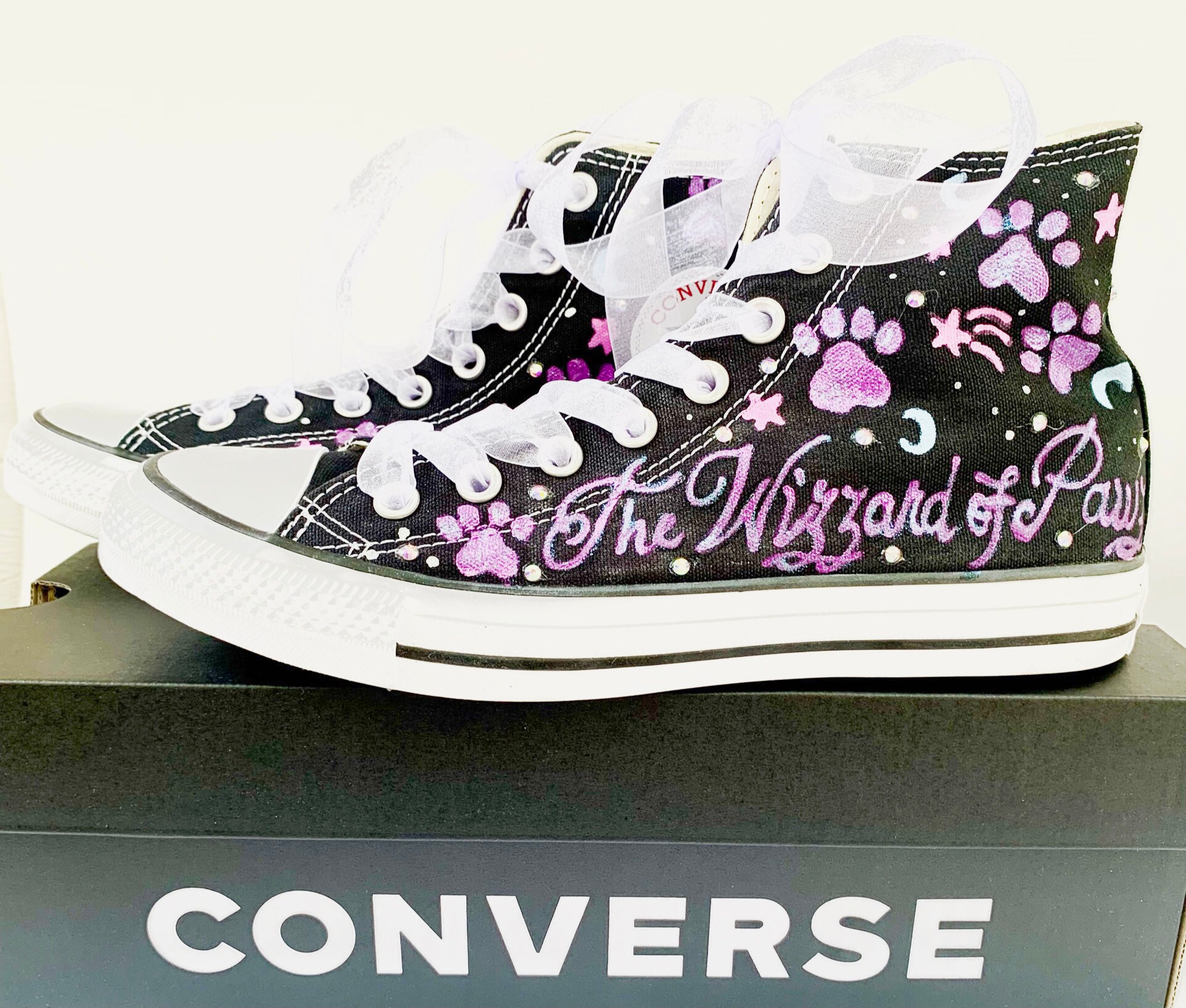 Custom Painted Converse High Tops, Dog Groomer Gift, Paw Prints - Etsy