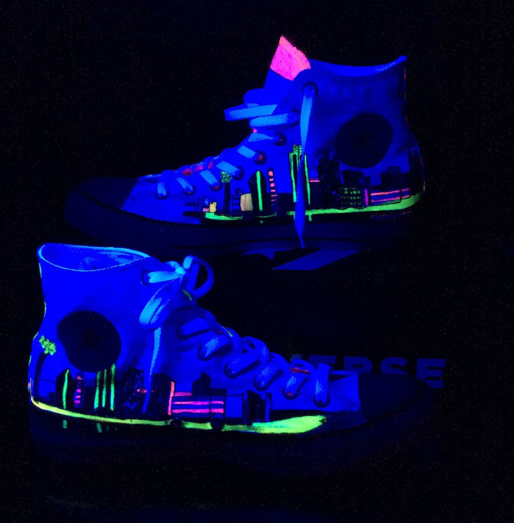 Custom Neon Painted Converse Glow in the Dark Chucks Hi Top | Etsy