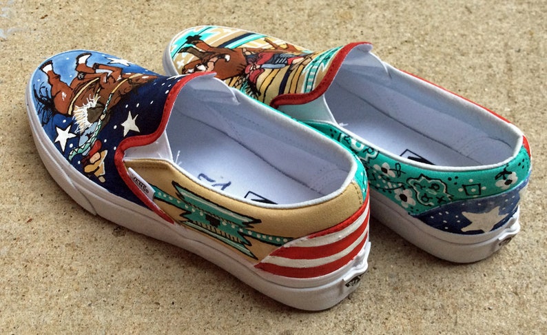 Custom VANS Hand Painted Western Rodeo Cowboy Shoes for Men - Etsy