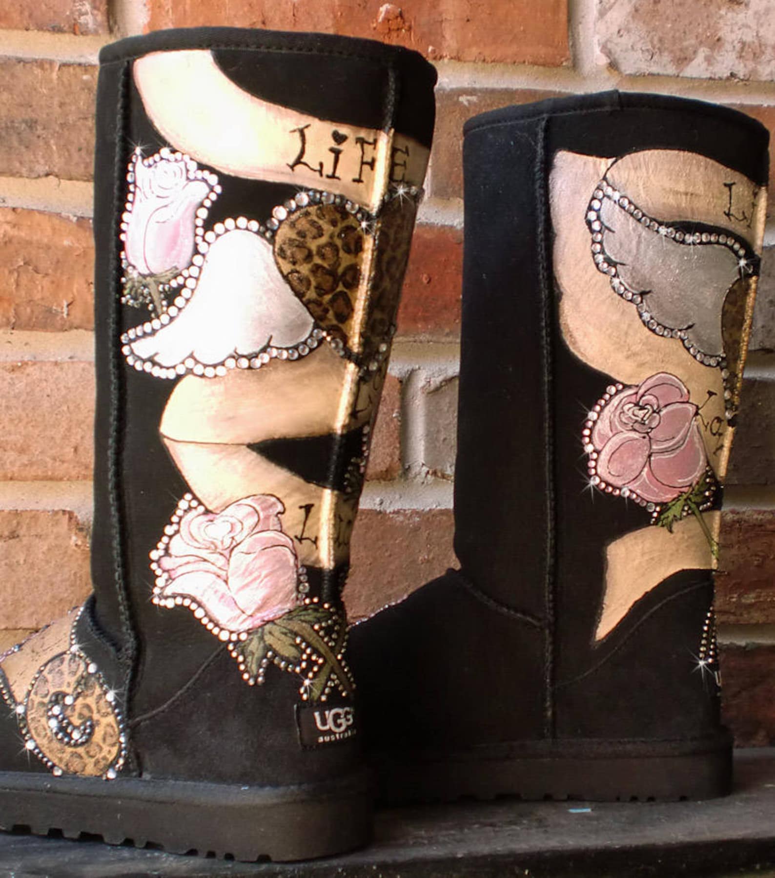 Ugg Boots Custom Hand Painted Banner Design With Life Love - Etsy