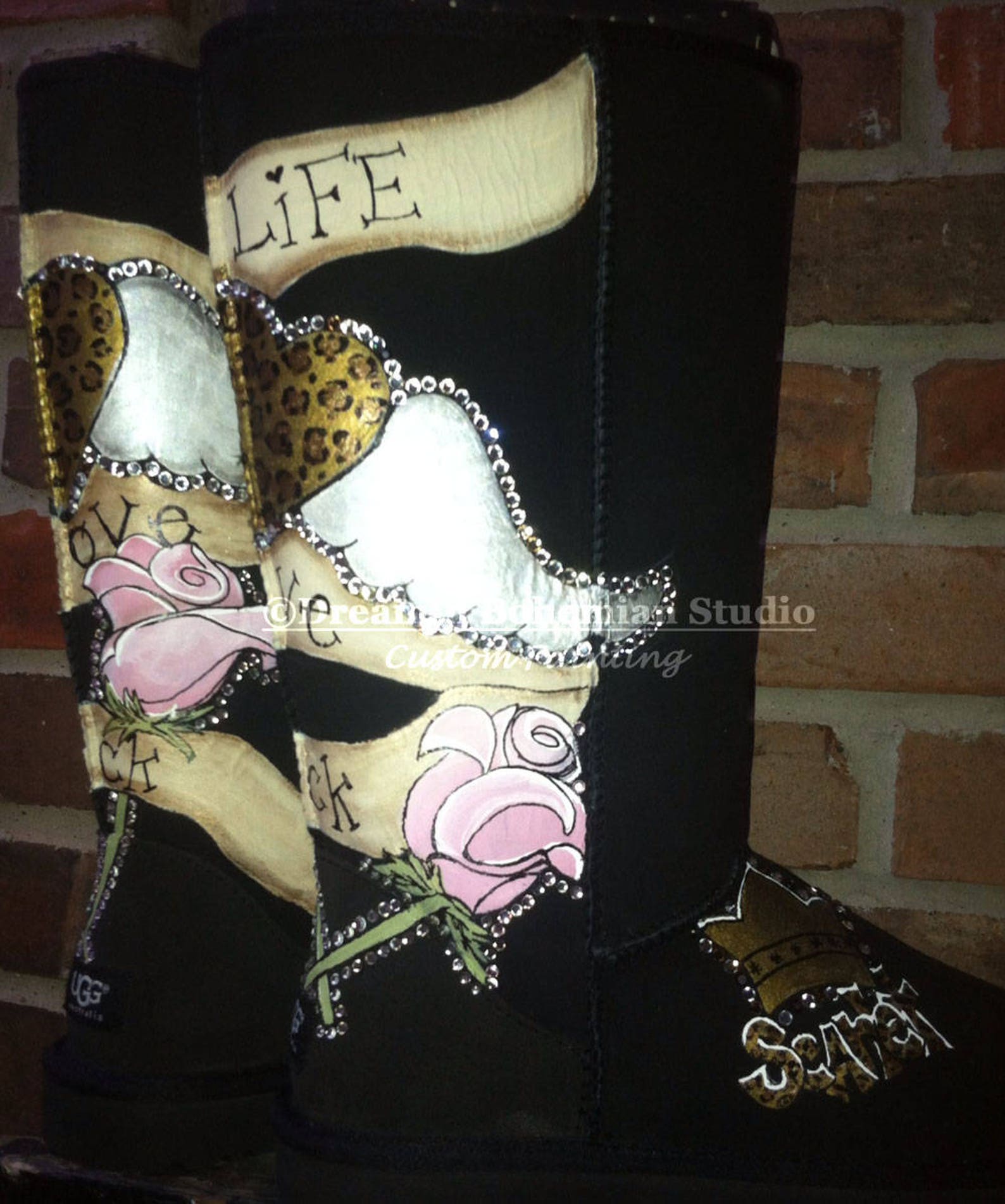 Ugg Boots Custom Hand Painted Banner Design With Life Love - Etsy