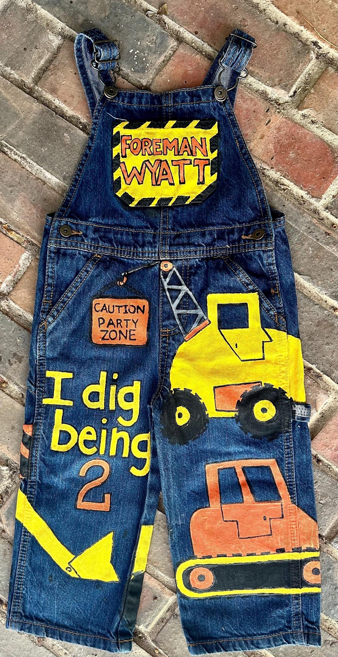 Custom Construction Theme Overalls for Kids With Name and Age ...