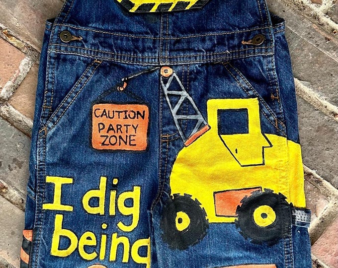 Custom Construction Theme Overalls for Kids With Name and Age ...