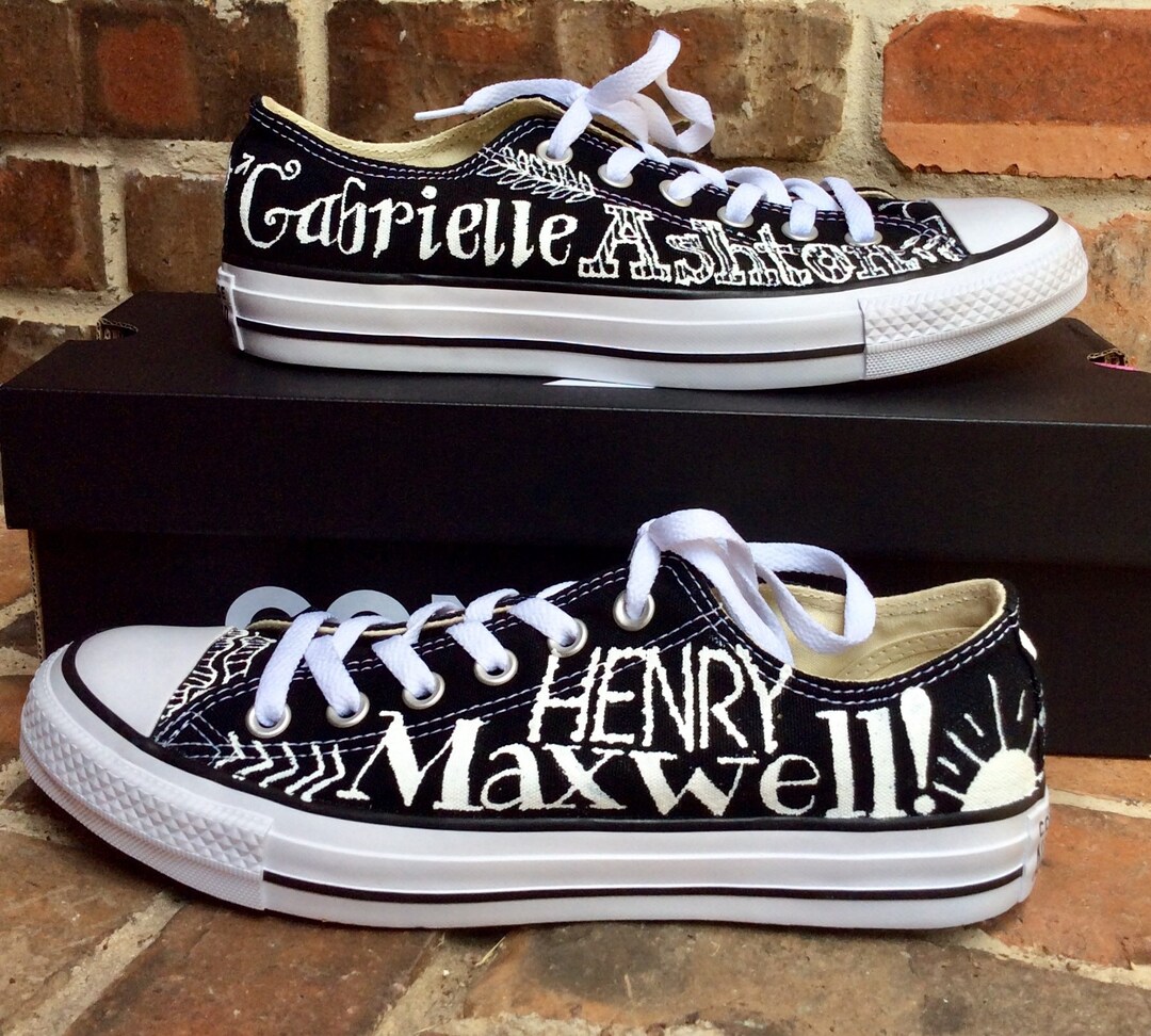 Hand Painted Converse Low Top Tie Sneakers, Shoes for Grandma, Grand ...