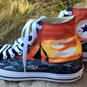 Custom Sunset Sailboat Converse for Weddings and Vacations - Etsy