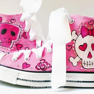 Painted Converse High Tops, Chuck Taylor Converse, Handpainted Skulls ...