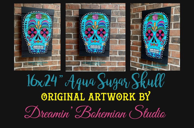 Day of the Dead Sugar Skull Sign, Hand-painted Mexican Folk Art ...
