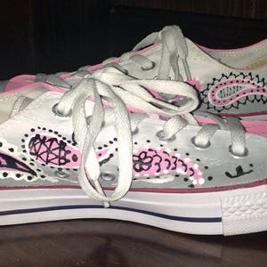 Custom Handpainted Breast Cancer Awareness Ombre Converse Shoes, Pink ...