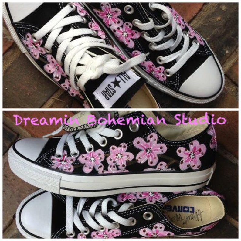 Cherry Blossoms Painted Hi Top Converse Shoe Custom Sneakers - Etsy