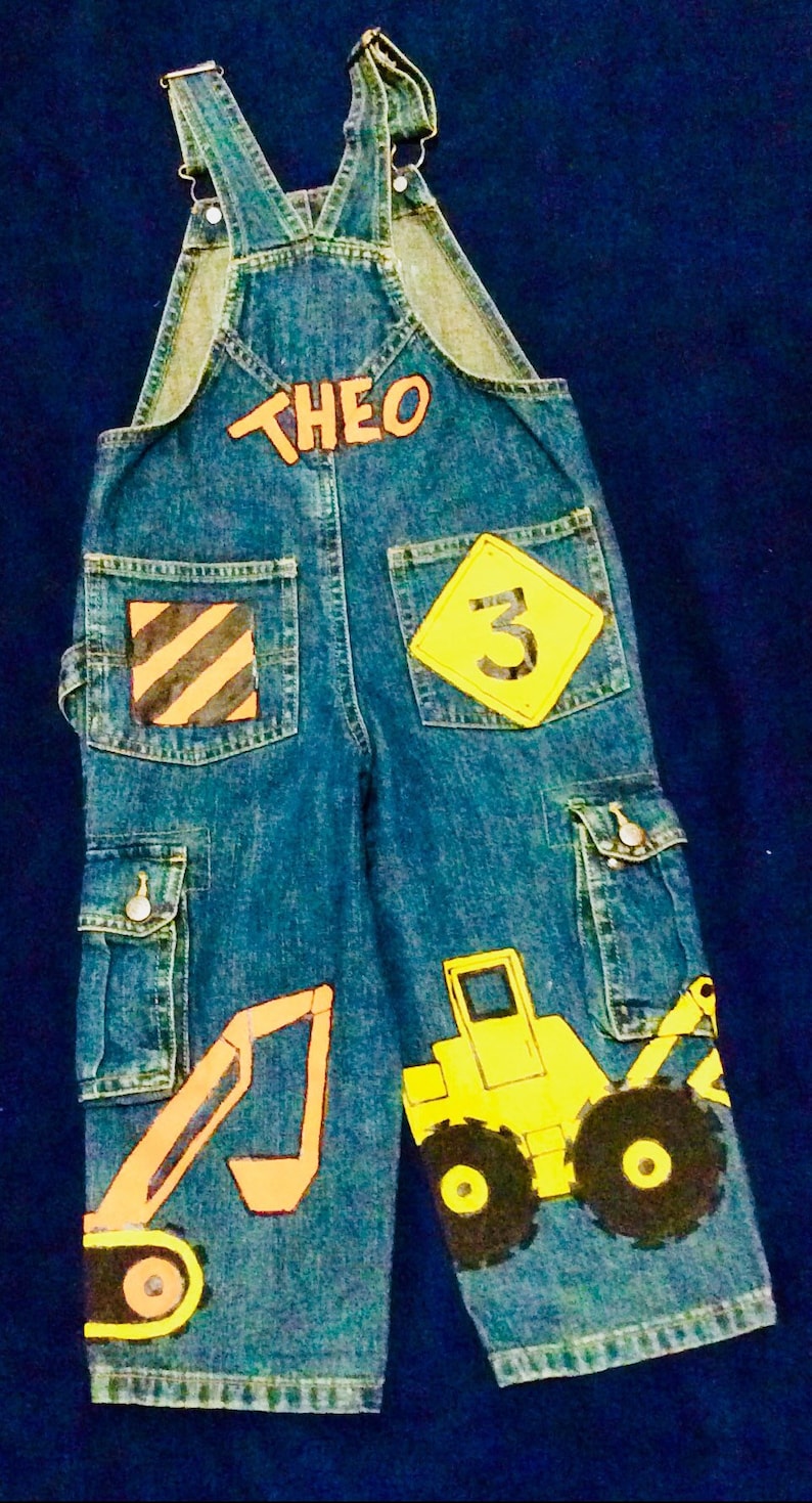 Custom Construction Theme Overalls for Kids With Name and Age ...