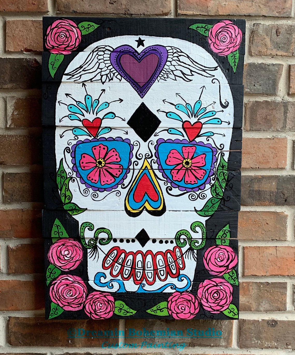 Day of the Dead Sugar Skull Sign, Hand-painted Mexican Folk Art ...