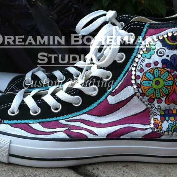 Rhinestone Skull Shoes - Etsy