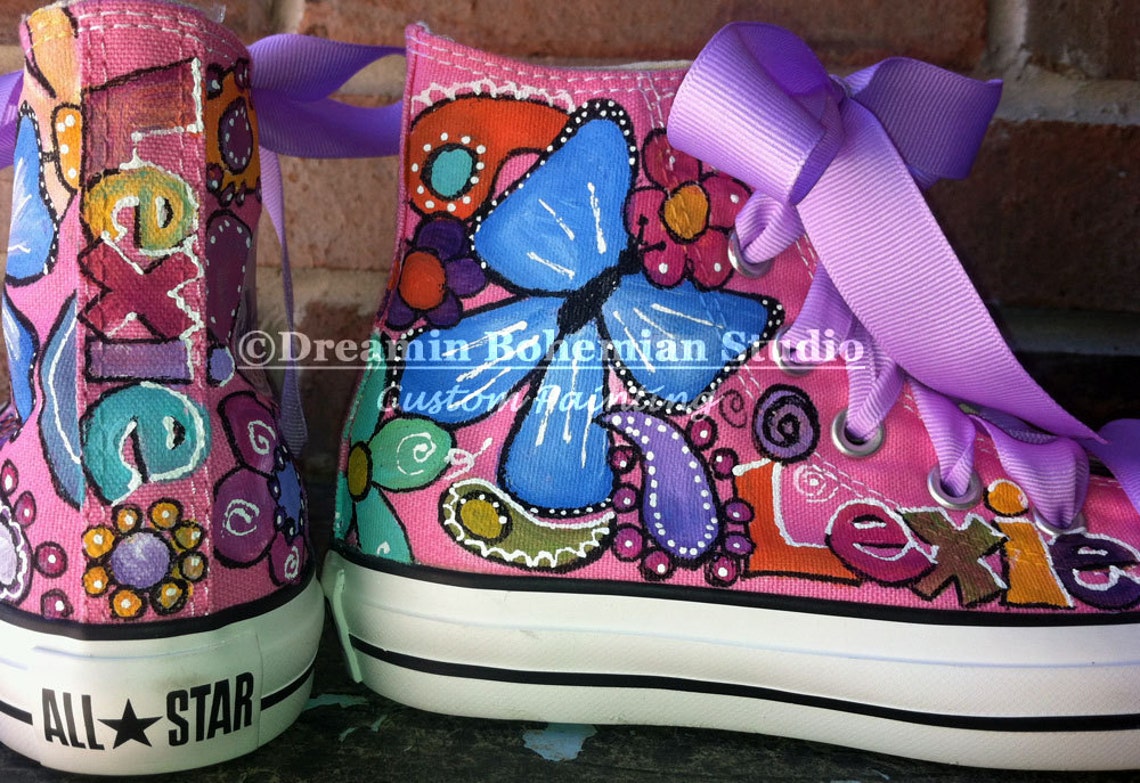 Custom Sneakers Toddler Size With Ribbon Laces Handpainted - Etsy